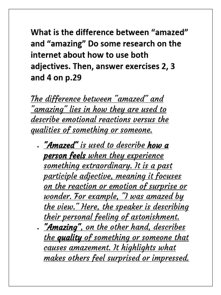 Difference Between "Amazed" and "Amazing" | PDF