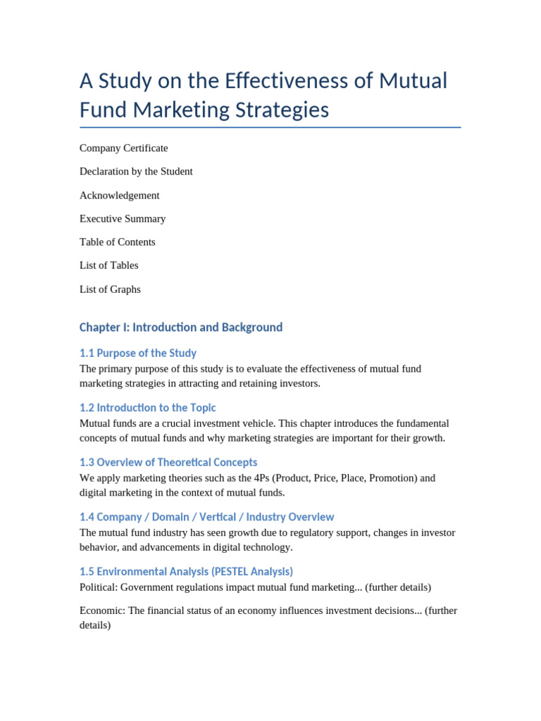 Formatted Mutual Fund Project Report | PDF | Marketing | Marketing Strategy
