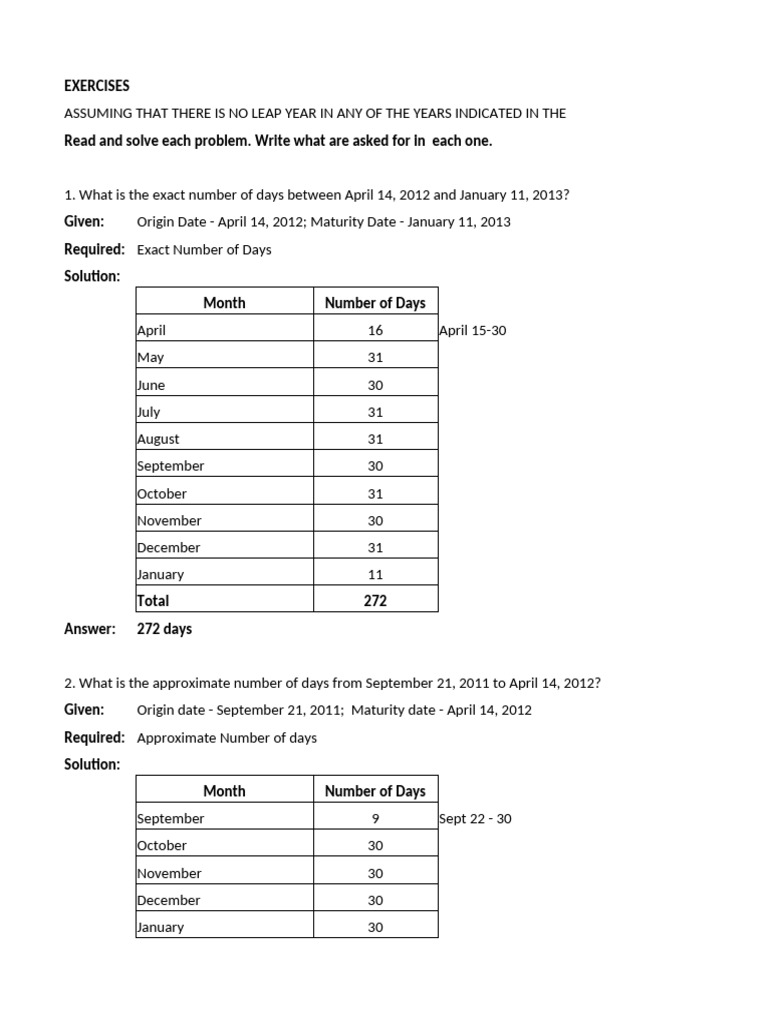 Answers - Seatwork - Actual and Approximate Time, Exact and Ordinary ...