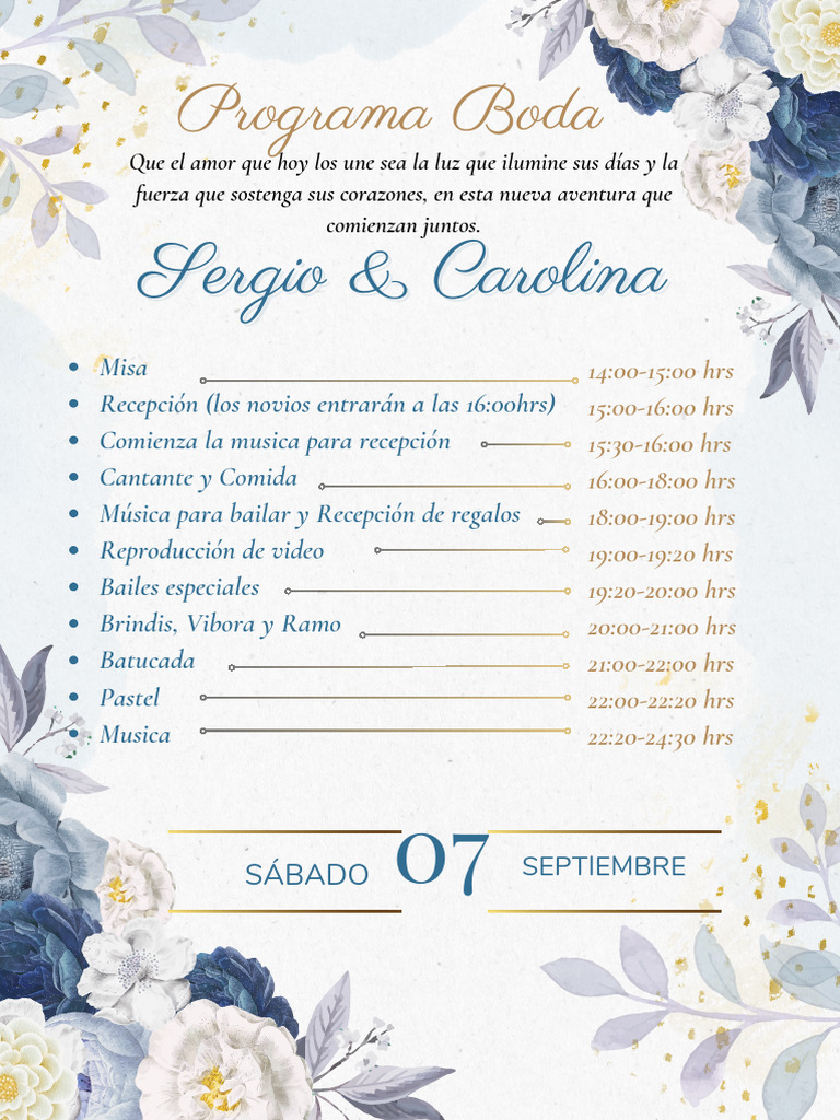 Programa - Boda - Sergio y Carolina | PDF