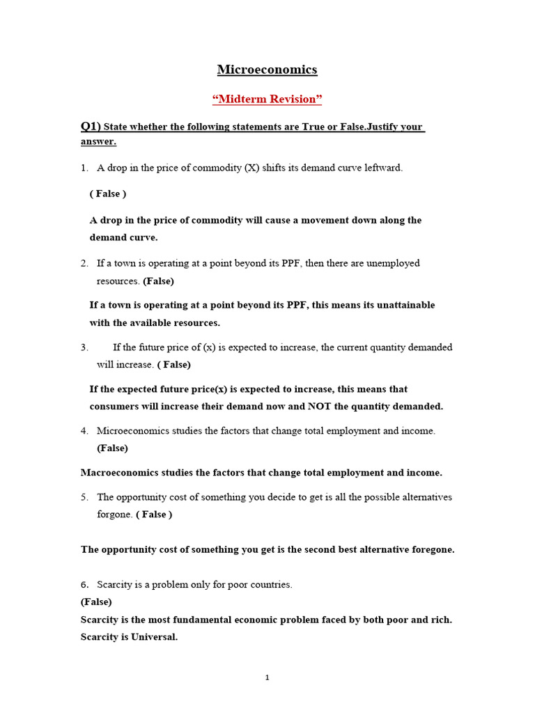 Microeconomics Revision | PDF | Demand | Supply And Demand