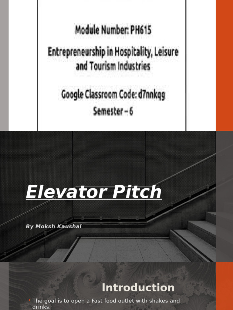 Elevator Pitch | PDF | Fast Food | Foods