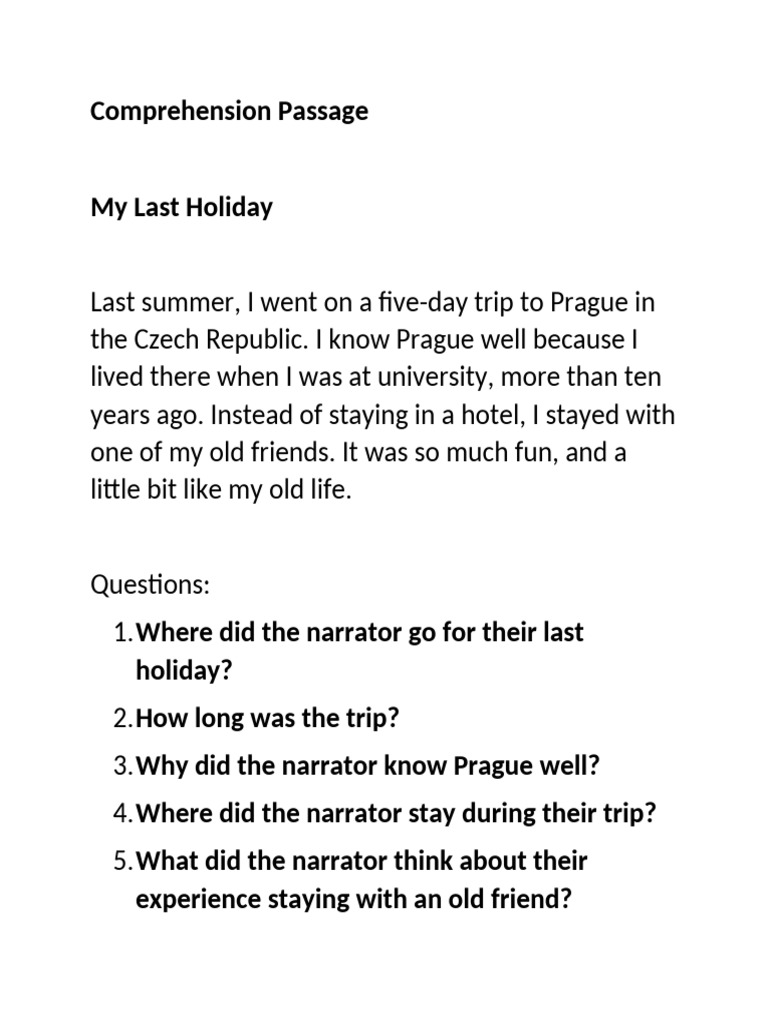 Comprehension Passage - Week 2 - Primary 4 | PDF | General Fiction
