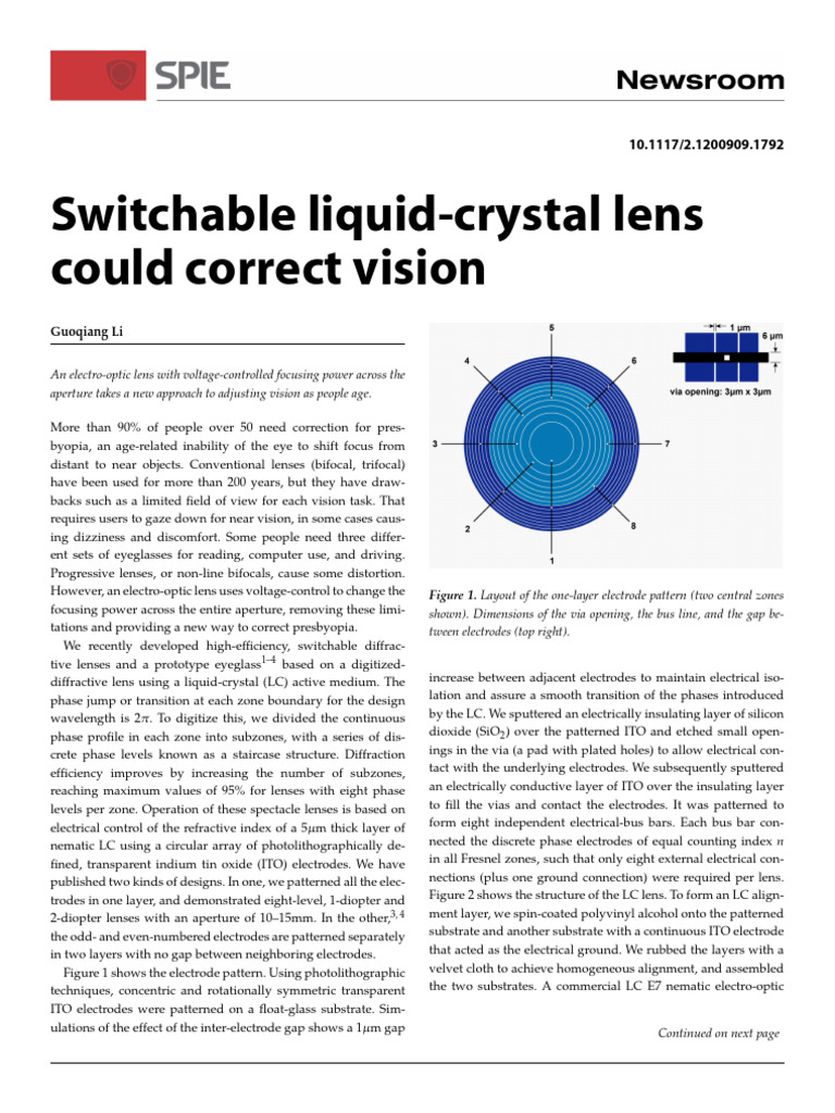 Switchable Liquid-Crystal Lens Could Correct Vision | PDF | Liquid ...