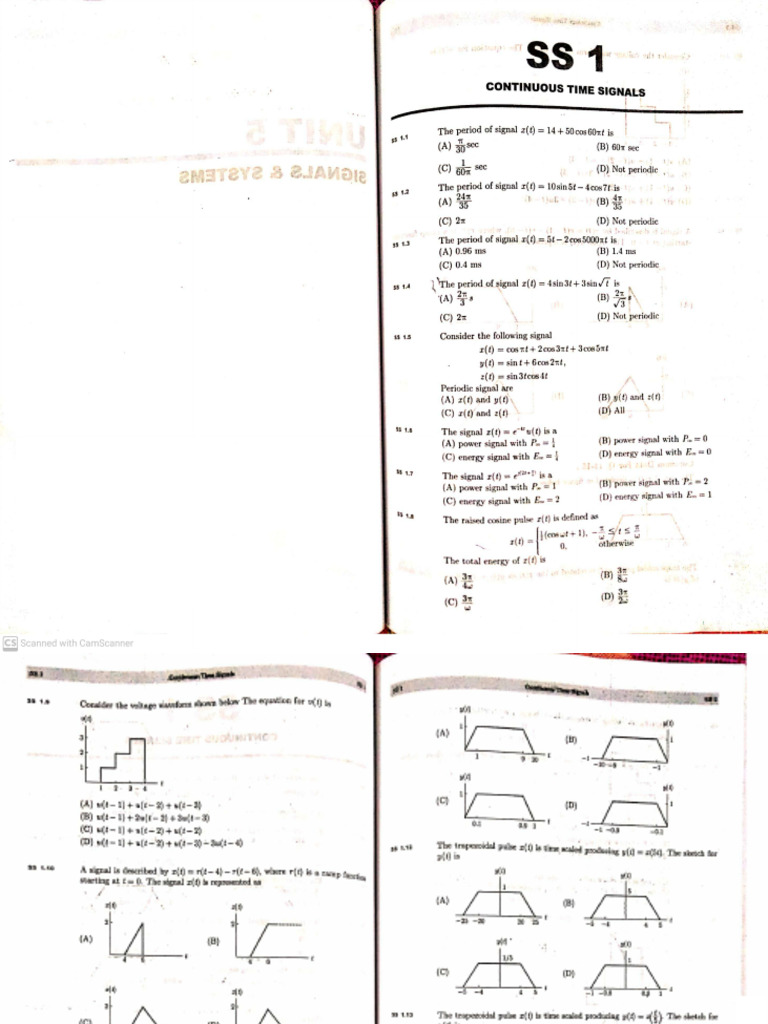 MCQs Continuous Time Signals | PDF