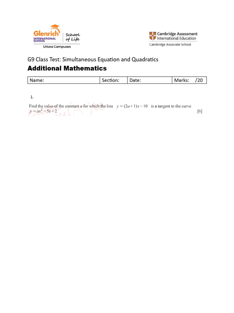 G9 Simul Eq Test | PDF