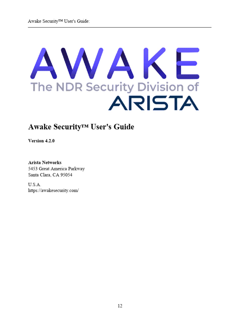 User Guide Arista NDR | PDF | Computer Network | Security