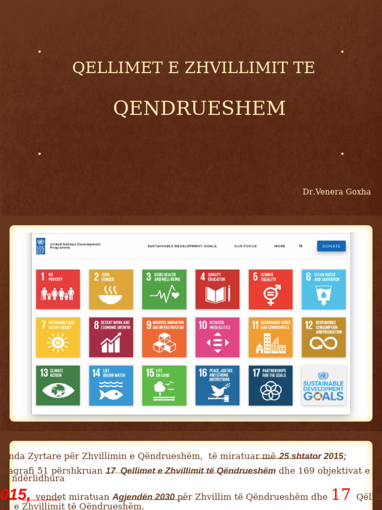 Qellimet e Zhvillimit Te Qendrueshem | PDF