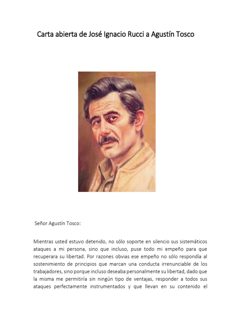 Carta Abierta de José Ignacio Rucci A Agustín Tosco | PDF | Historia