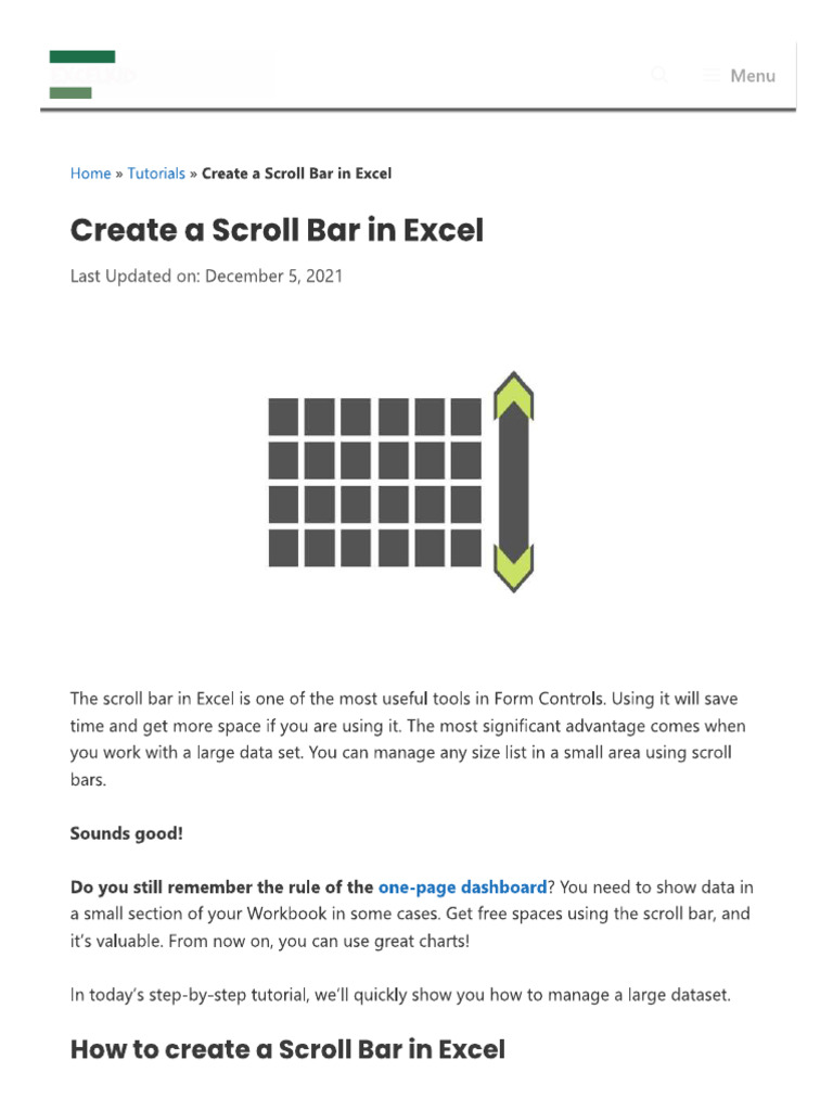 Create A Scroll Bar in Excel Steps | PDF