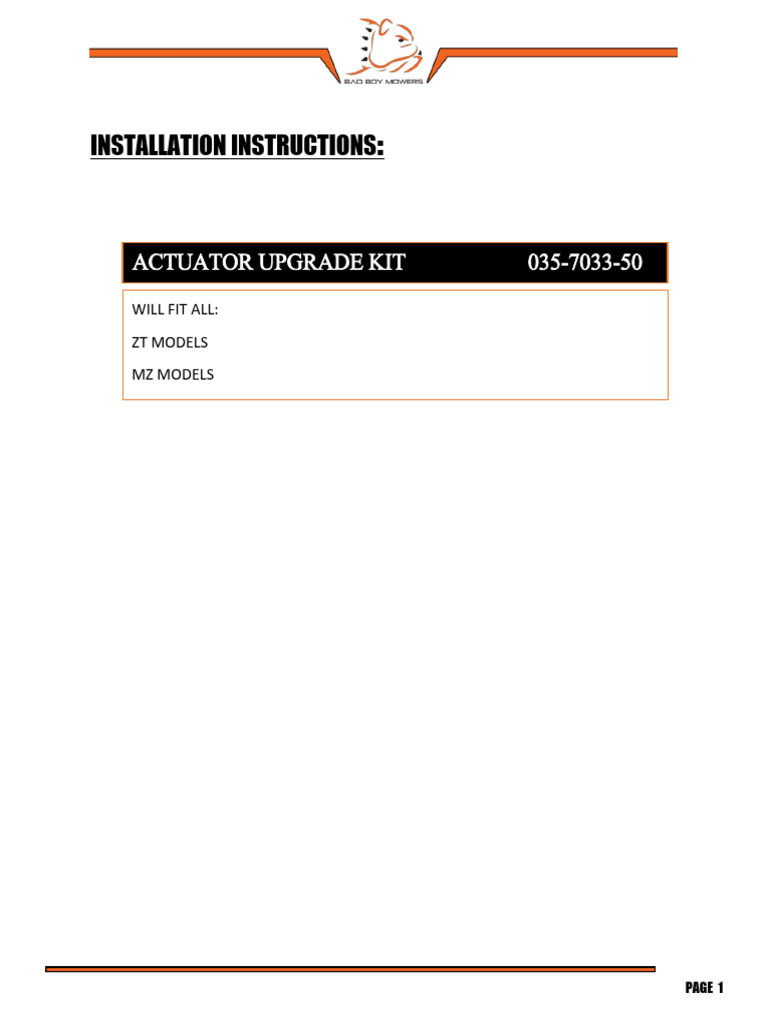 2019 ZT MZ Actuator Upgrade Manual | PDF