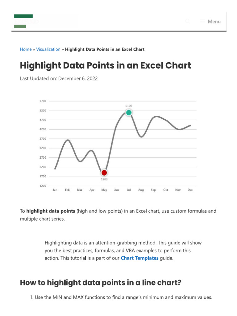 Highlight Data Points in An Excel Chart Steps | PDF