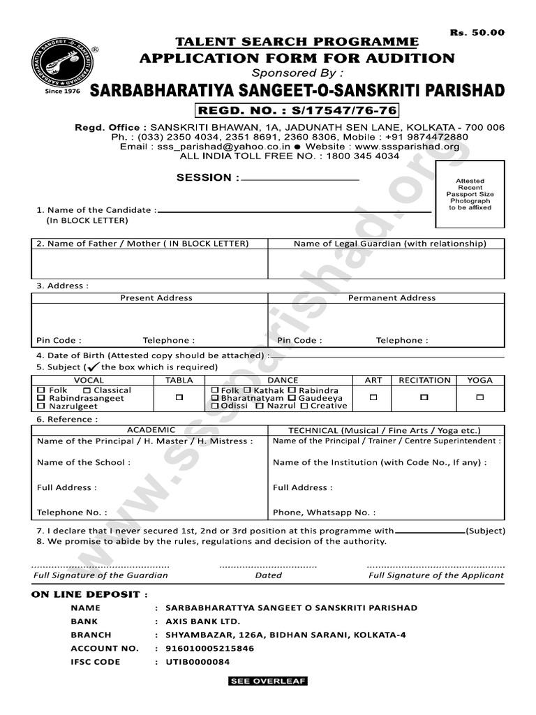 All India Talent Search Programme Application Form 2025 | PDF