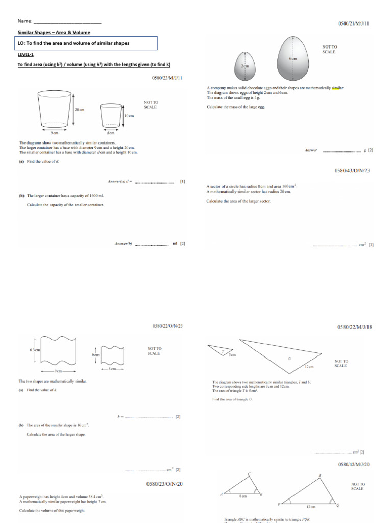 Worksheet - Similar Shapes | PDF | Foreign Language Studies