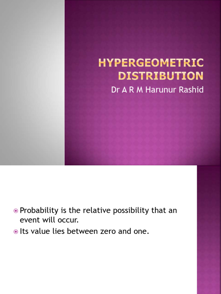 Hypergeometric n24d | PDF | Probability Distribution | Poisson Distribution