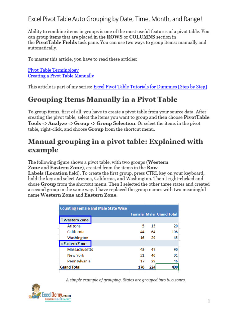 12 Manual Auto Grouping of Excel Pivot Tables | PDF | Microsoft Excel | Incremental Computing