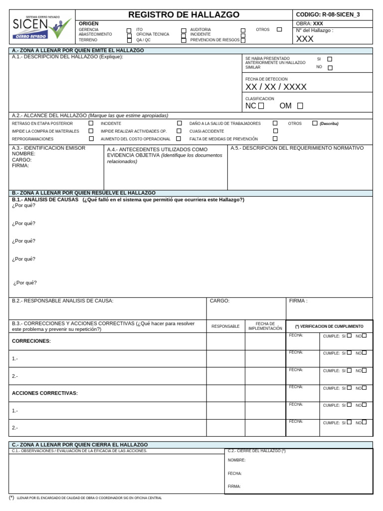 R-08-SICEN - 3 Hallazgo | PDF