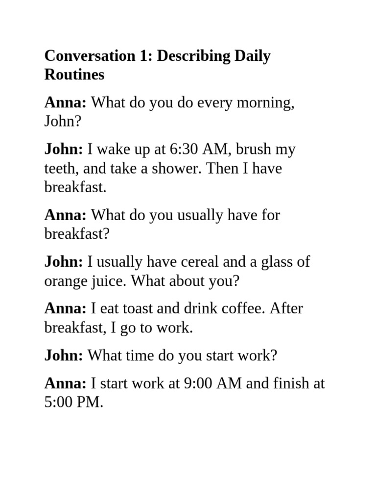 Daily Routines and Conversations Guide | PDF