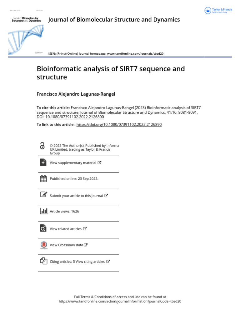 Bioinformatic Analysis of SIRT7 Sequence and Structure | PDF | Protein ...