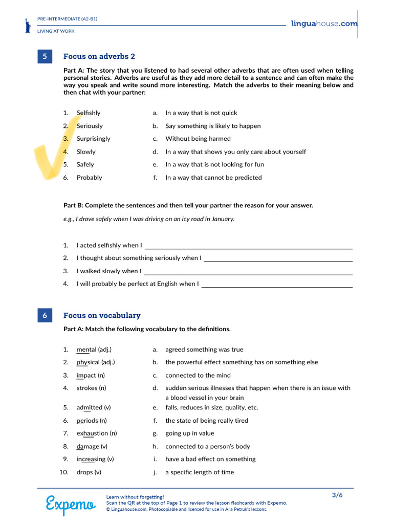 Living at Work American English Student A2 B1 | PDF | Stress (Biology) | Psychology