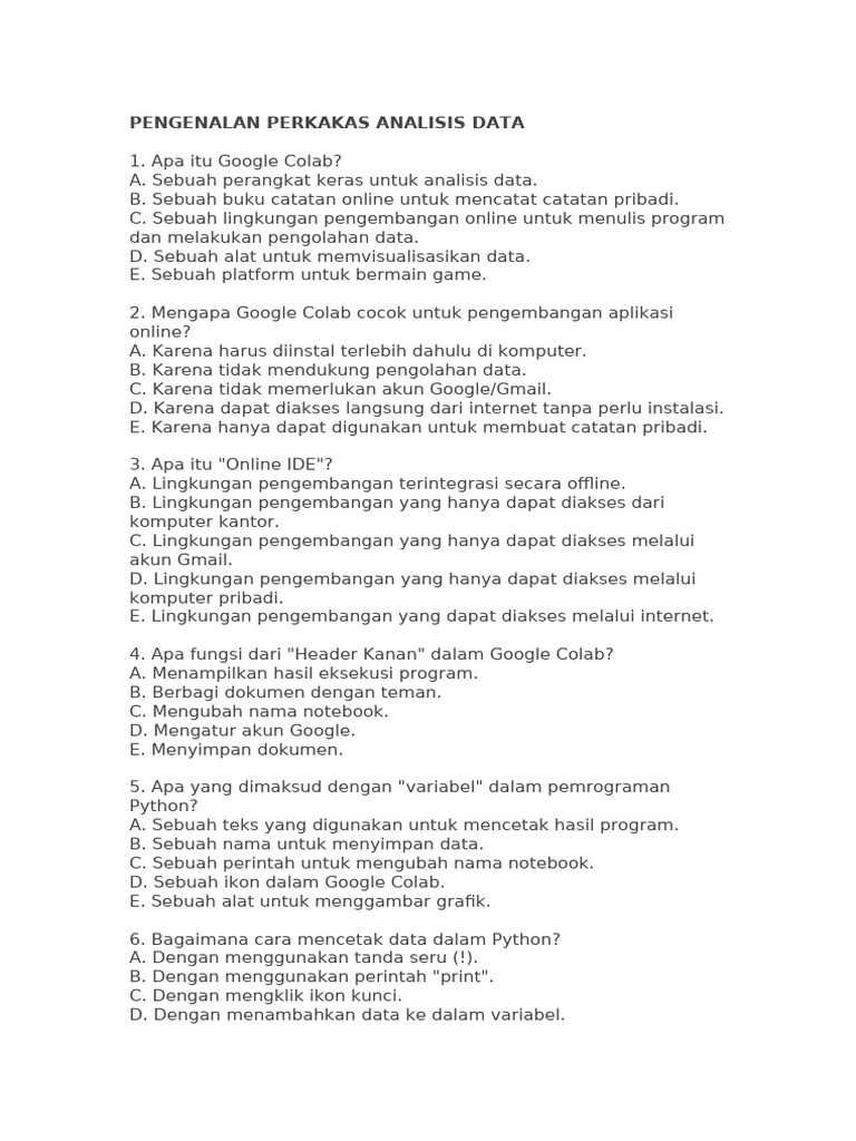 Pengenalan Perkakas Analisis Data | PDF