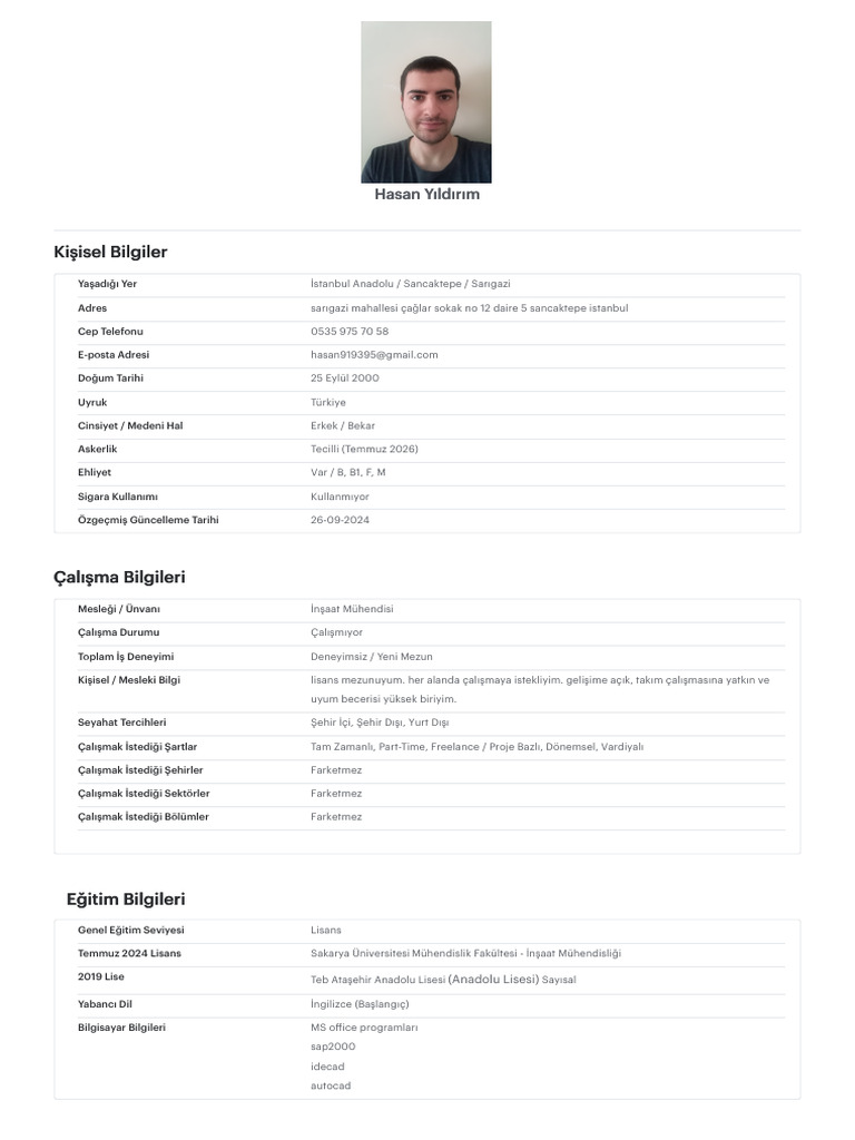Hasan Yildirim CV | PDF