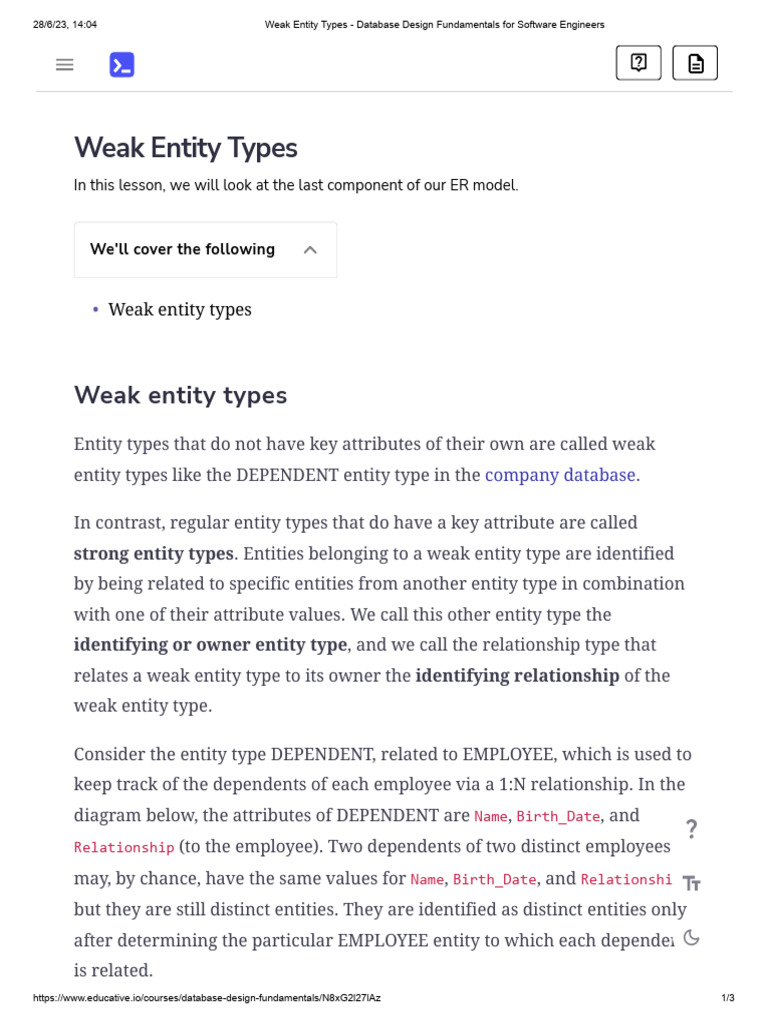 Weak Entity Types - Database Design Fundamentals For Software Engineers ...