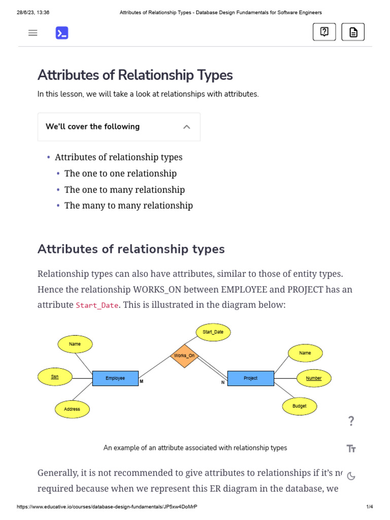 Attributes of Relationship Types - Database Design Fundamentals For ...