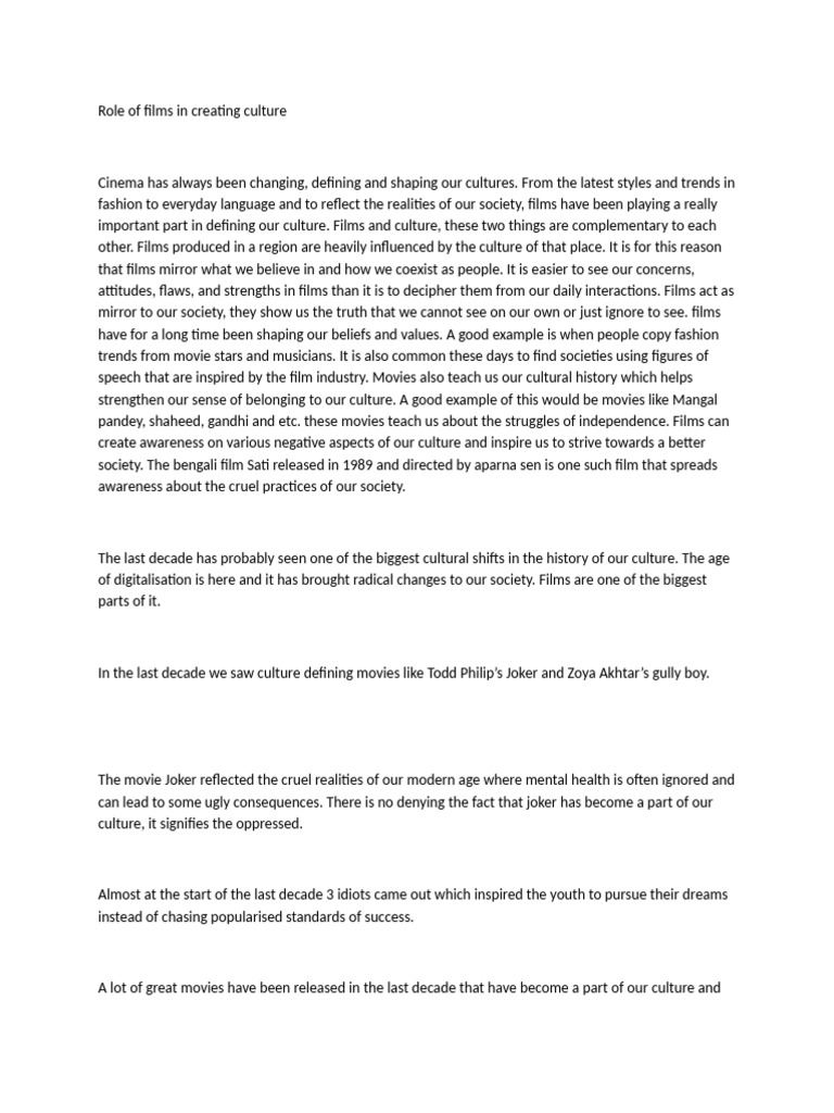 Role of Films in Creating Culture | PDF | Edward Snowden