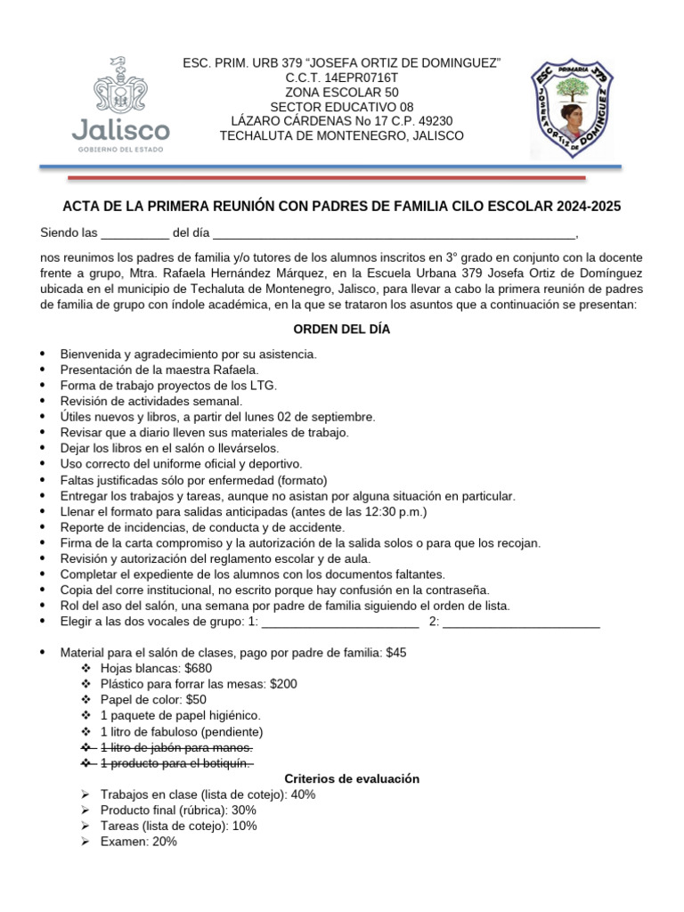 Reunión Con Padres de Familia | PDF
