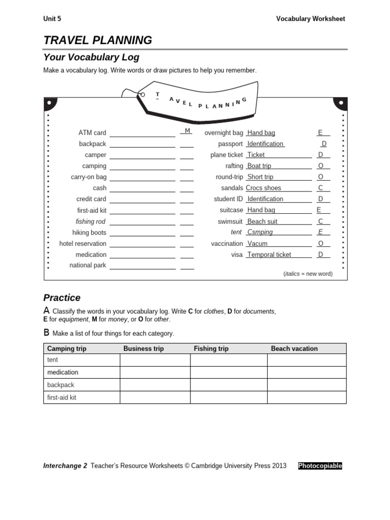Travel Planning Vocabulary Guide | PDF