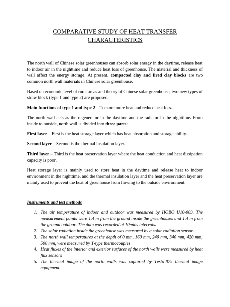 Heat Transfer Characteristics in Greenhouse | PDF | Heat Transfer ...