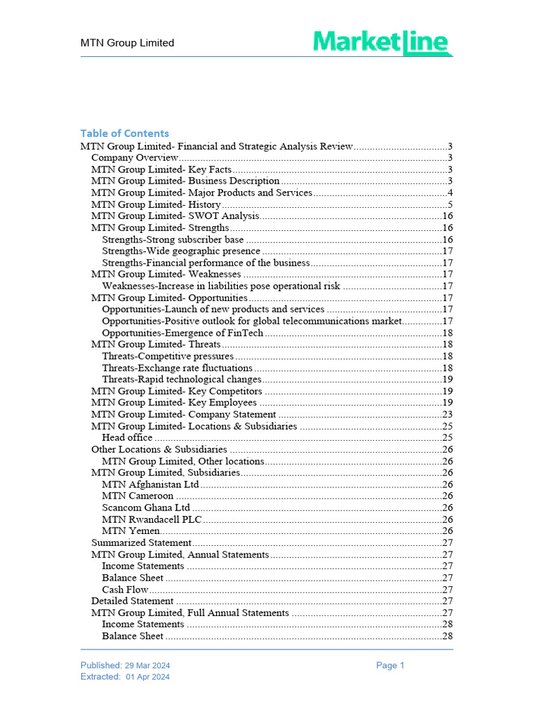 MTN Group Limited: Company Overview 2024 | PDF | Service Industries ...