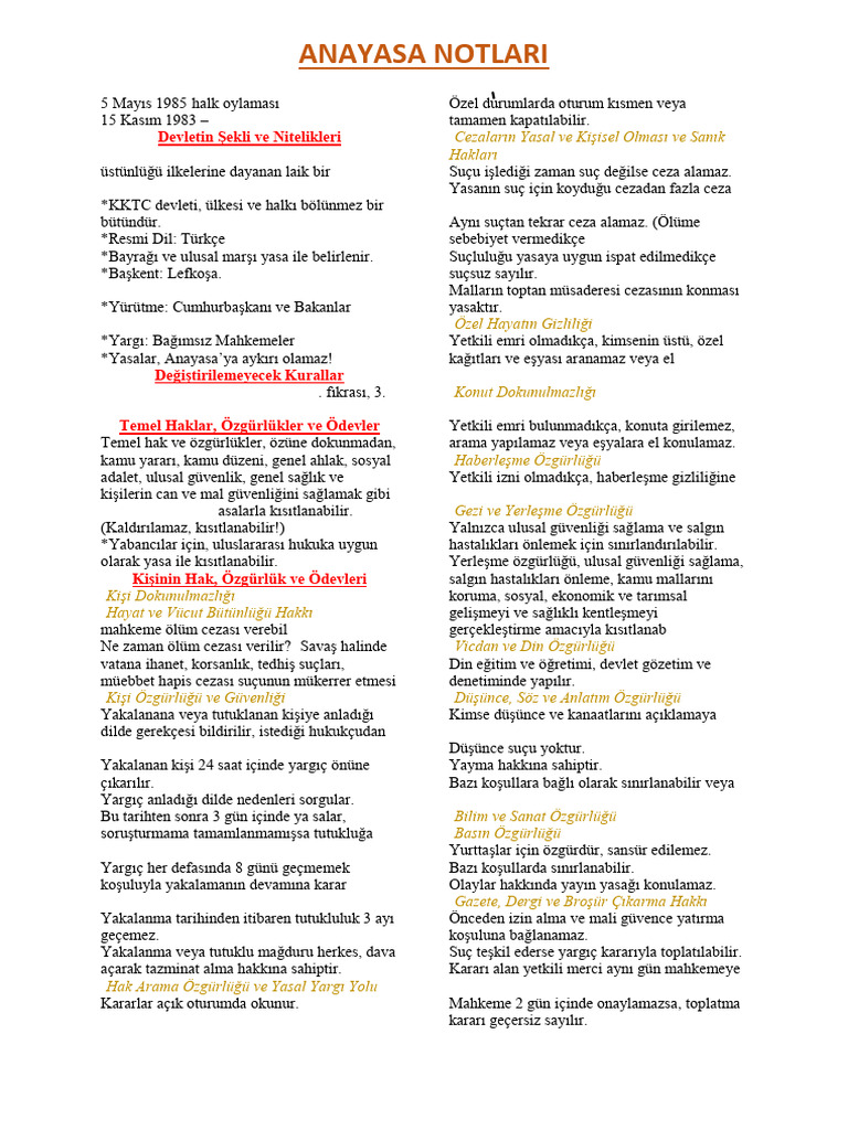 Anayasa Notları | PDF