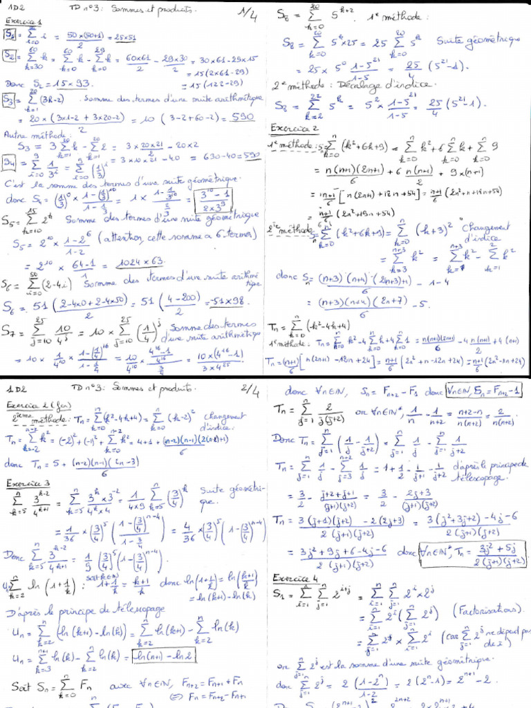 TD3 - Sommes Corrige | PDF