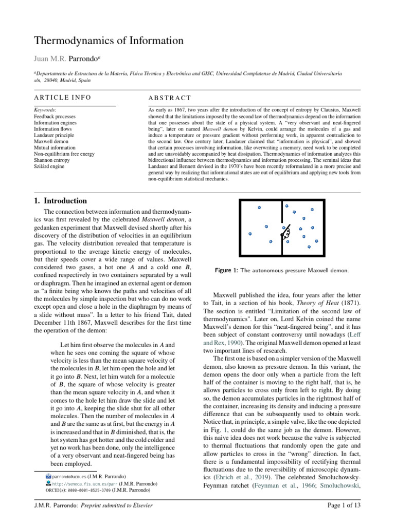 Thermodynamics of Information | PDF | Entropy | Temperature
