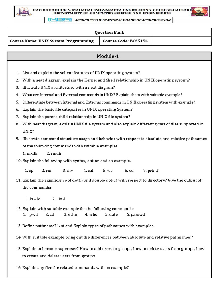 Question Bank | PDF | Operating System | Unix