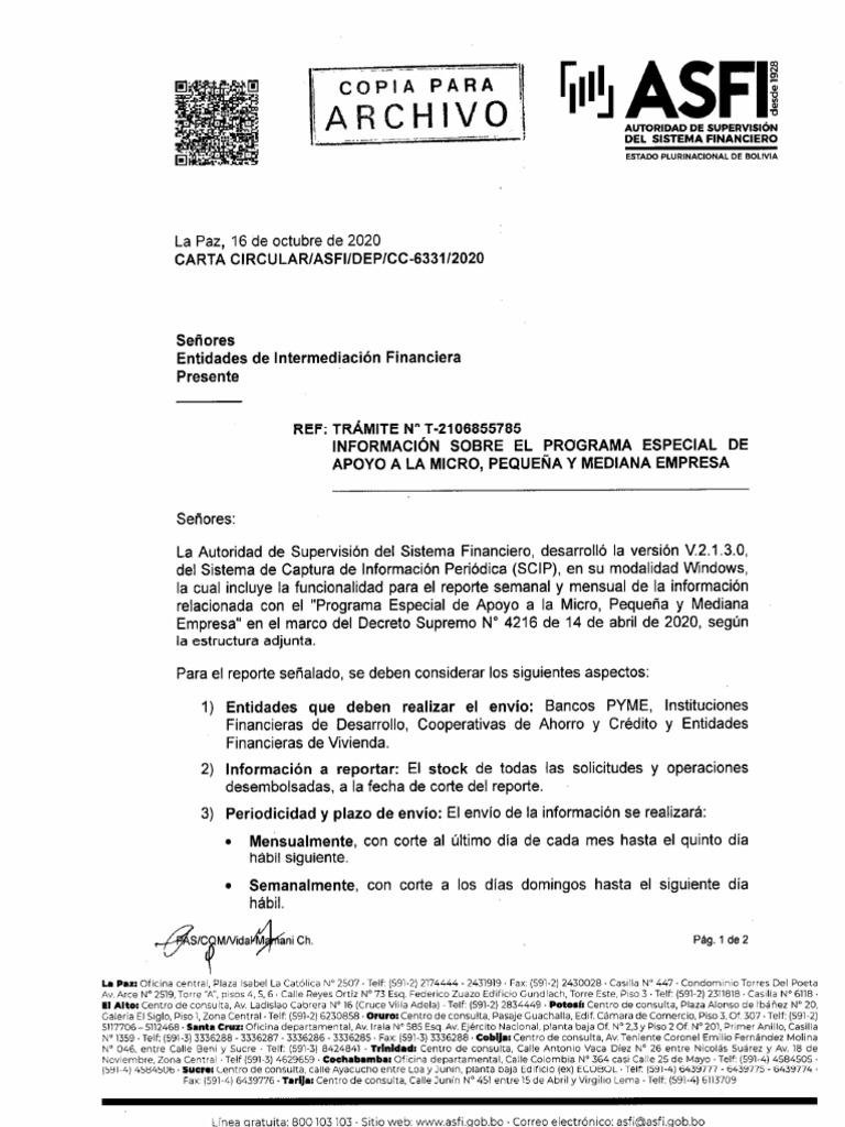 CC_ASFI_DEP_6331_2020_Detalle_Solicitud_MyPes | PDF