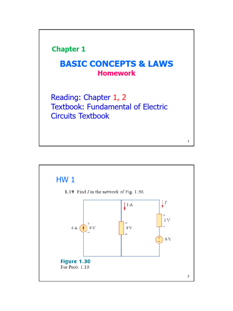 Ch1 - Basic Concepts Laws - HW | PDF