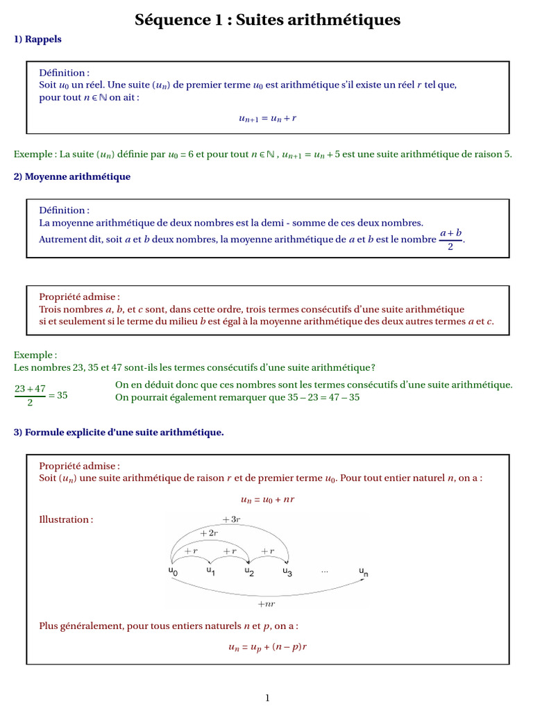 Formules des suites arithmétiques | PDF | Arithmétique | Somme ...