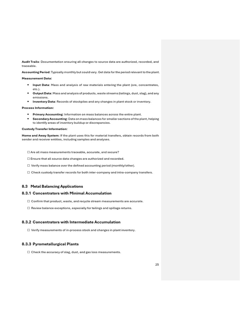 Checklist 25 For Mining Mineral Process Plant Pdf