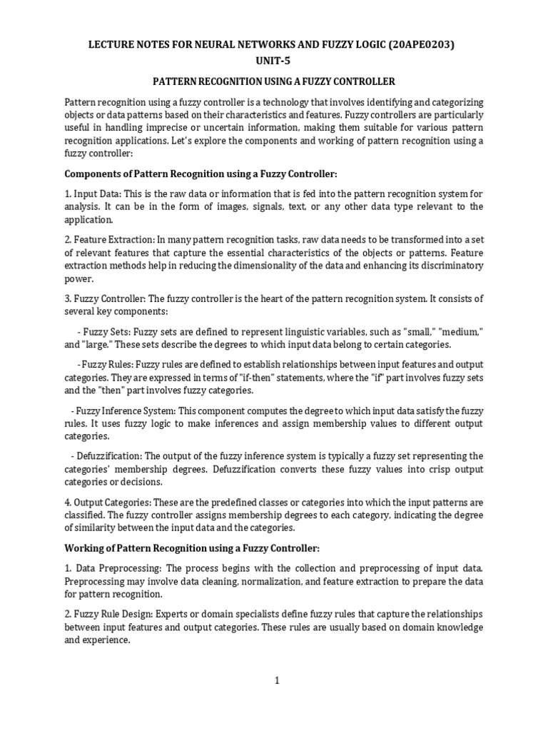 NNFL Unit-5 Lecture Notes | PDF | Fuzzy Logic | Probability
