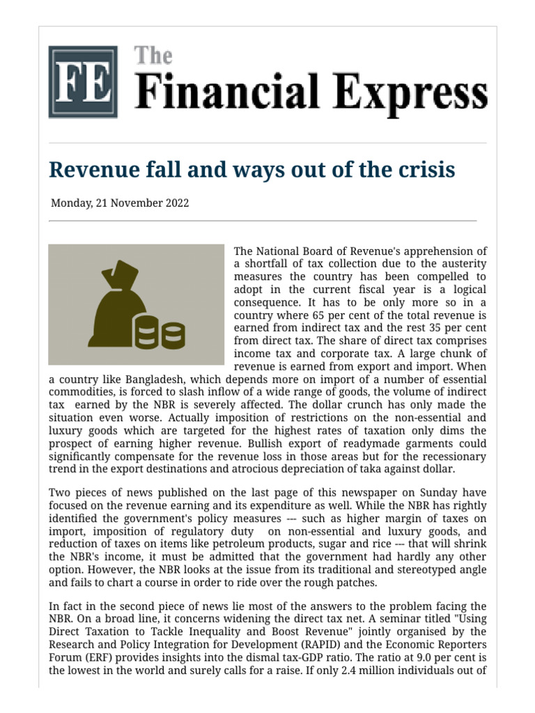 Revenue Fall and Ways Out of The Crisis | PDF | Taxes | Direct Tax