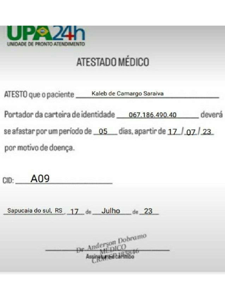 Atestado Médico Falso 2024 | PDF