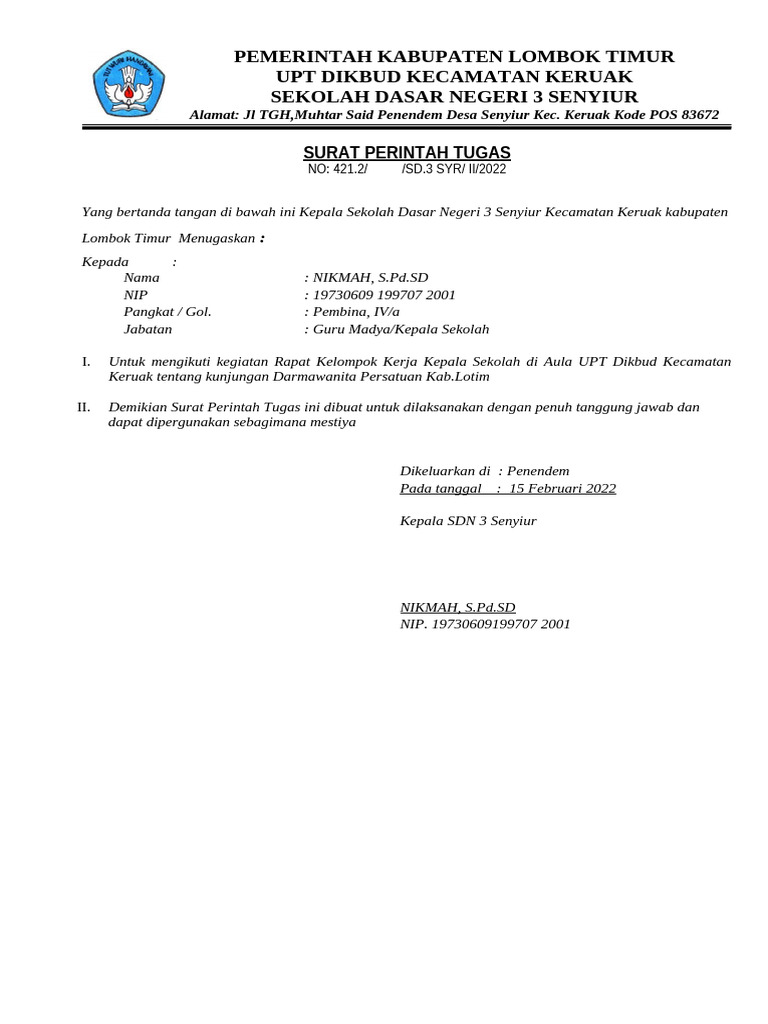 Surat Tugas Dan PJL Dinas K3S | PDF