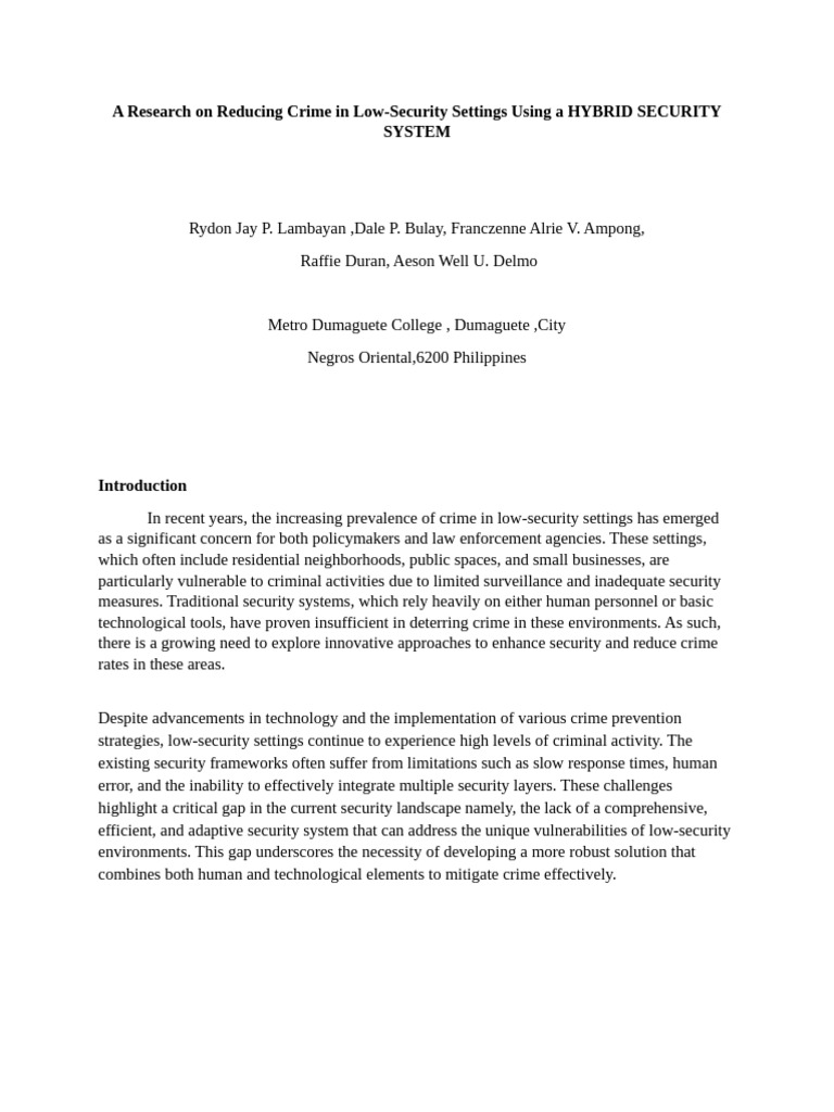 A Research On Reducing Crime in Low | PDF | Securities | Crimes
