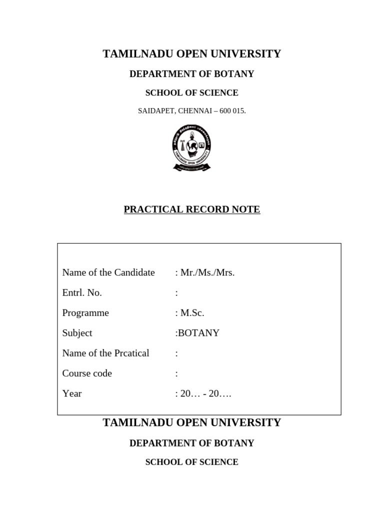 Botany Practical Record Certificate | PDF | Career & Growth