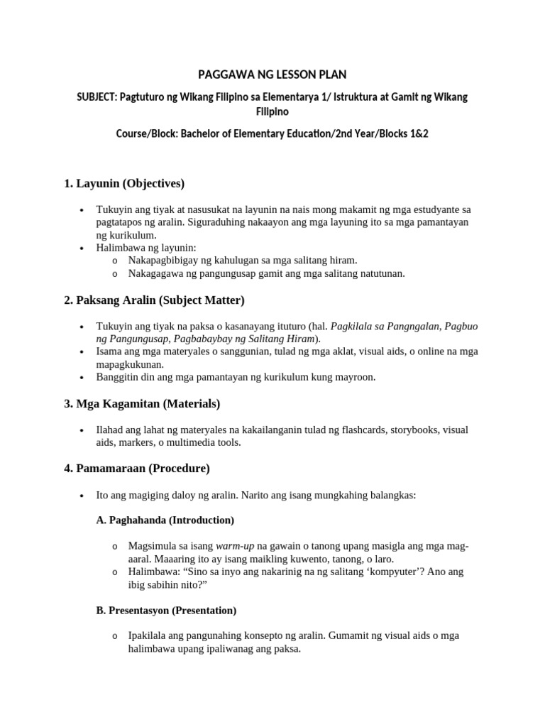 Paggawa NG Lesson Plan | PDF