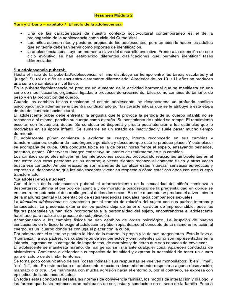 Resumen M+ Dulo 2 | PDF | Adultos | Adolescencia