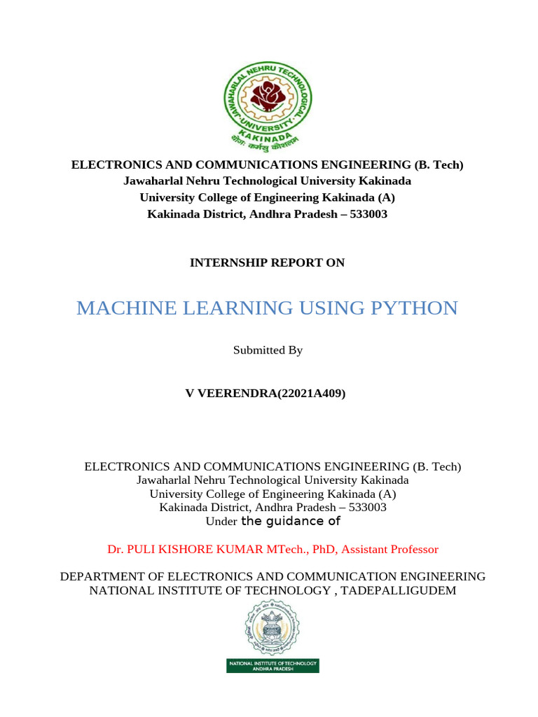 Veerendra Internship Report 1 Pdf Artificial Neural Network Neuron 